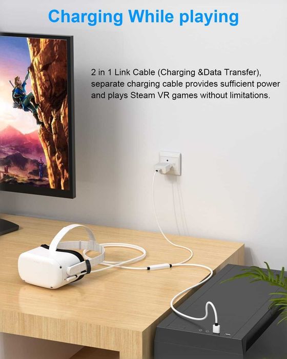 Cablu 3.2 Type C Tiergrade 2 în 1 compatibil cu Oculus/Meta Quest 2 ...