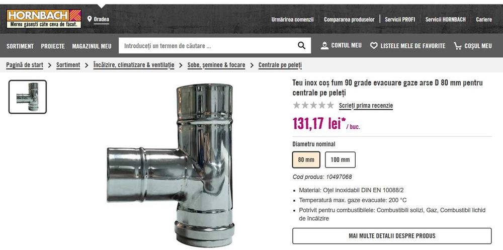 Teu + capac condenzatie de 80 pentru centrala pe peleti Paleu • OLX.ro