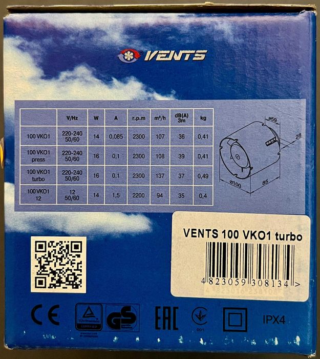 Ventilator de tubulatura in-line - Vents 100 VKO1 Turbo - Alb Bucuresti ...