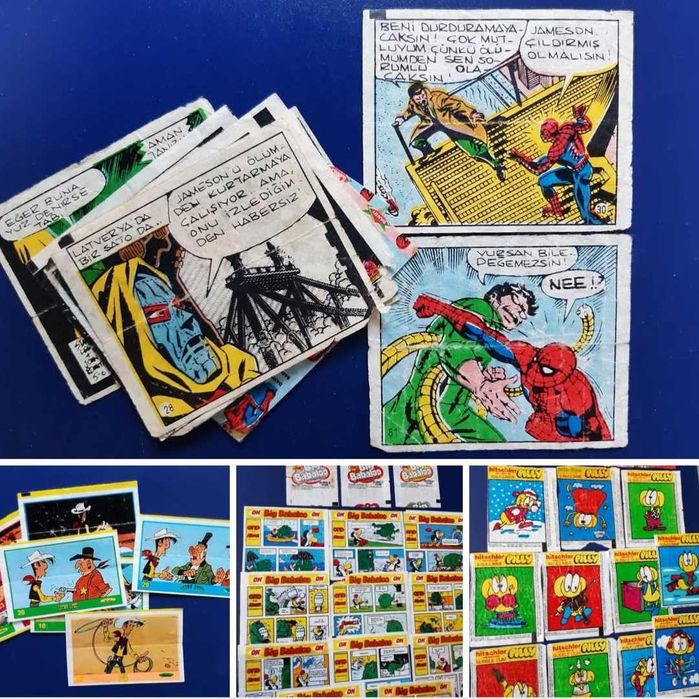 Лот Стари Картинки от Дъвки 90 Броя / Спайдърмен Lucky Luke Kiwi Pilly гр. Плевен 9-ти квартал ...