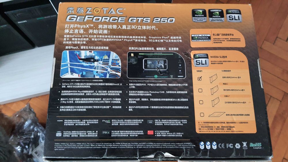 Placa video retro PCI-E ZOTAC GeForce GTS 250 512MB 256bit de colectie ...