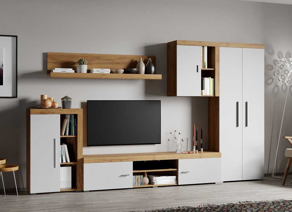 Set Mobila Living Golden Oak Alb / Stejar Auriu C02 Botosani • OLX.ro