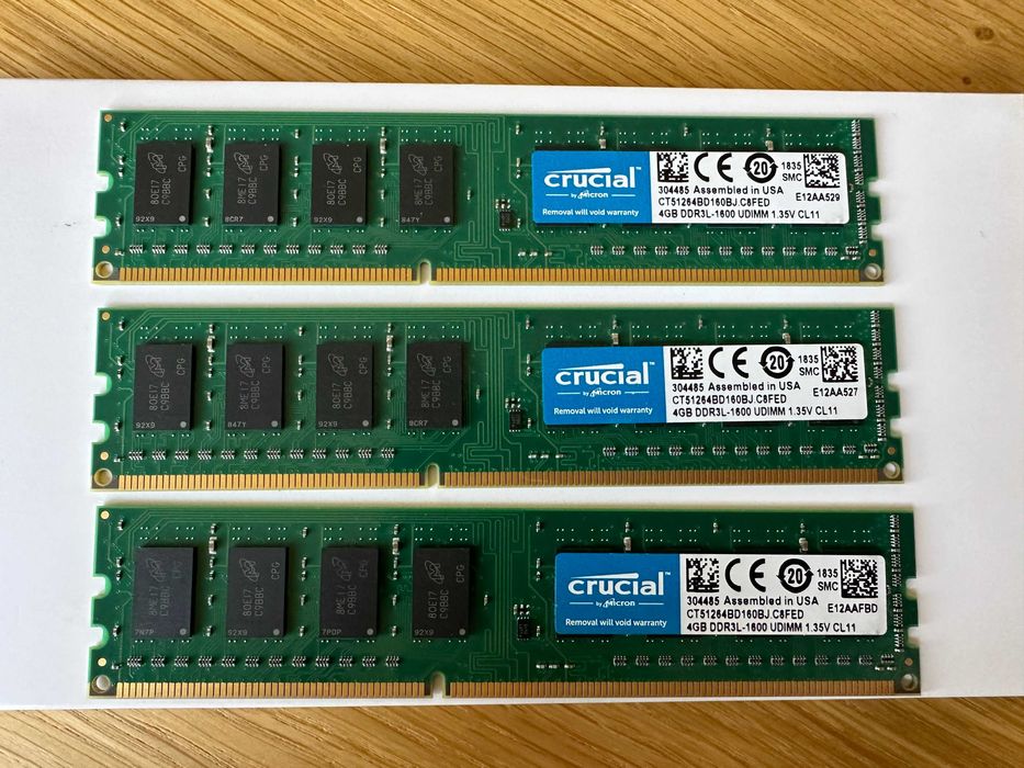 Рам памет за десктоп: Crucial 12GB (3 x 4GB) RAM DDR3 1600 гр. Варна ...