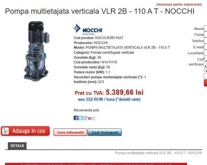 Pompa multietajata verticala pentru apa calda Caracal • OLX.ro