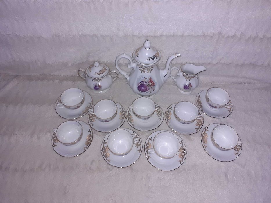 Set cafea portelan frantuzesc desen baroc Bascov • OLX.ro