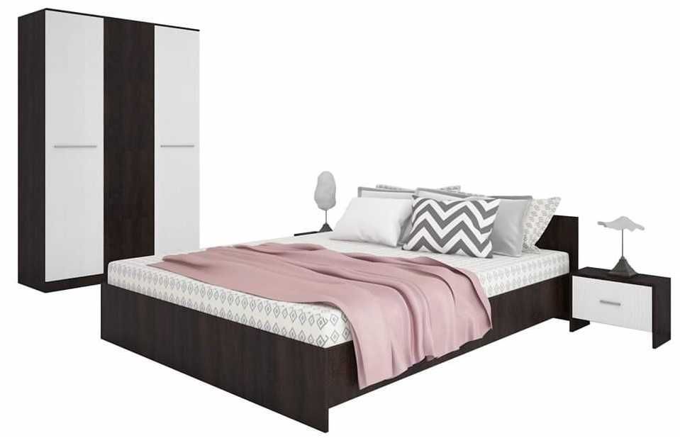 Raio Dormitor Alb/Venghe/Stejar- Pat-2 Noptier-Dulap-DQX419 Bistrita • OLX.ro