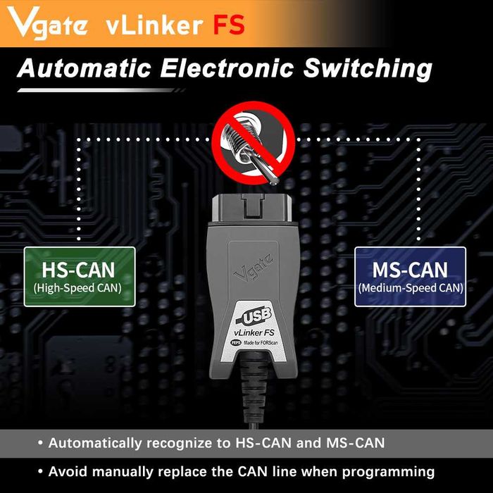 VLinker FS USD FORScan HS/MS-CAN Auto Switch, FiatEcuScan MultiEcuScan ...