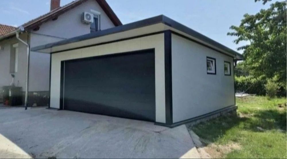 Vand garaje auto structura metalica învelit din panouri sandwich Negru ...