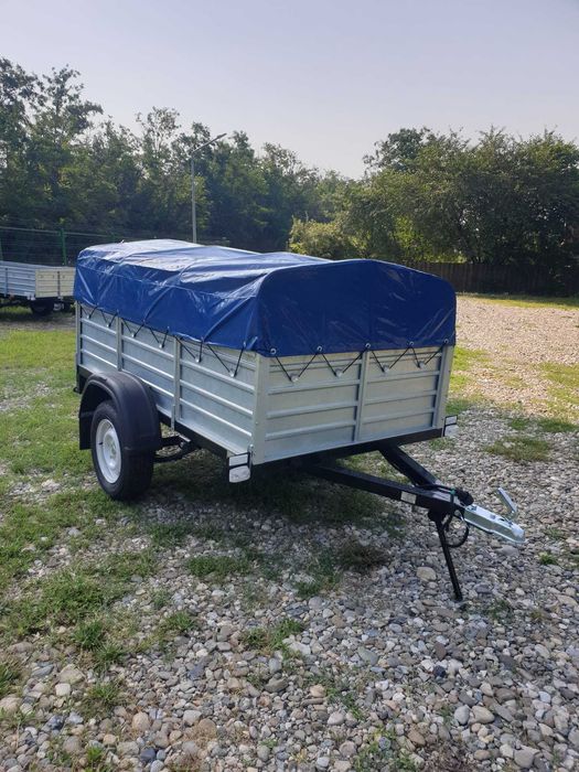 Remorca Noua L- 2.15m cu Foi De Arc si telescop! Prelata si Carte RAR ...