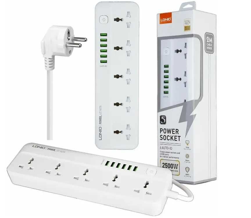 Сетевой фильтр-удлинитель на 5 розеток c 6 USB портами, LDNIO SC5614: 7 ...