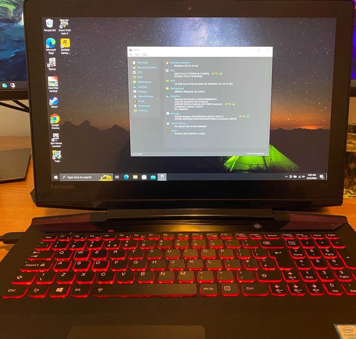 Laptop Lenovo Y700, i7 6700HQ, 16 gb ram, SSD 512 + 1TB HDD Bucuresti Sectorul 6 • OLX.ro