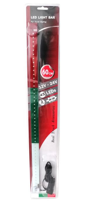 Светещ лед бар 60 cm 45 LED 12V - 24V бяло-зелено-червено BG Bulgaria ...