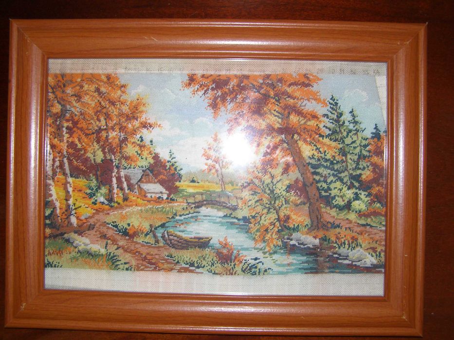 Goblen cusut manual cu pas marunt peisaj de toamna Bucuresti Sectorul 5 • OLX.ro