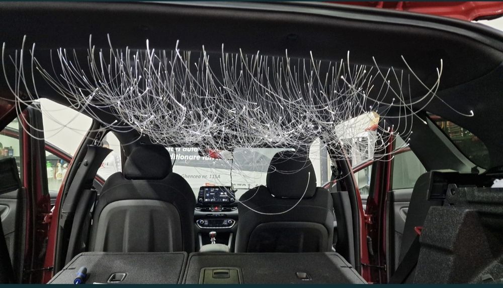 Retapitare plafon auto textil/alcantara negru/gri/bej + lumini plafon ...