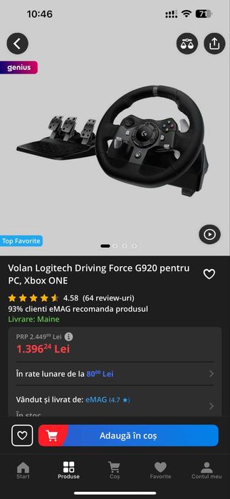 Volan Logitech G920 + Shifter Caracal • OLX.ro