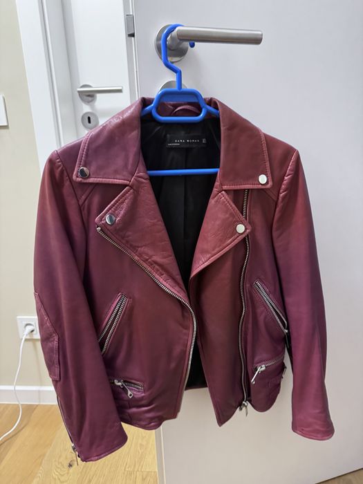 Geaca piele naturala Zara Bordo Bucuresti Sectorul 1 • OLX.ro