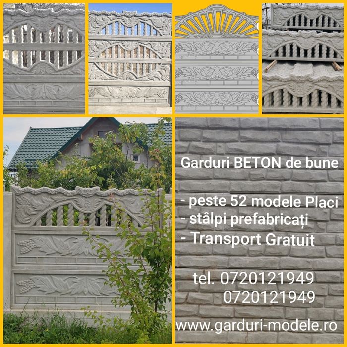 Gard durabil din panouri prefabricate beton armat.59modele.Transport Iasi • OLX.ro