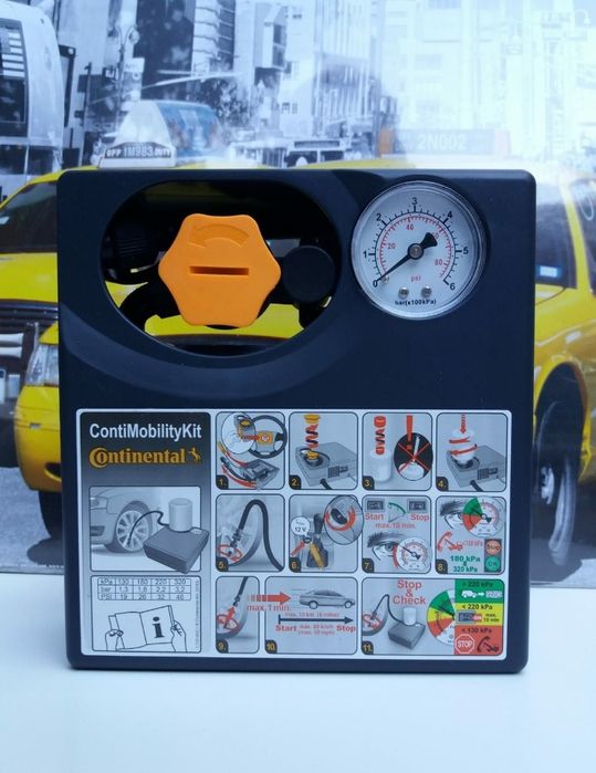 Kit pana umflat roti auto compresor +solutie original Continental 180W ...