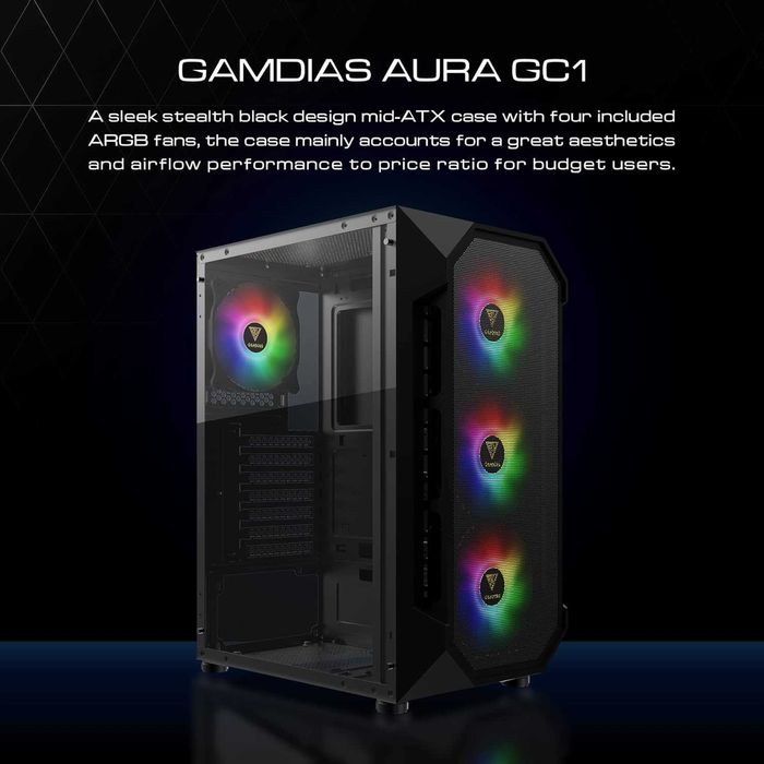 Carcasă PC computer gaming GAMDIAS AURA GC1 ATX Mid Tower Sticla ARGB Timisoara • OLX.ro