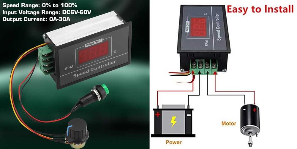 PWM 30A Variator turatie, pentru motor DC 6-12-24-48V. Nou ambalat ...