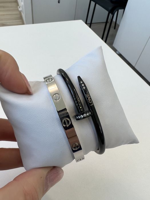 Set Bratari Tip Cartier Love si Juste un Clou 17 cm Argintiu Bucuresti ...