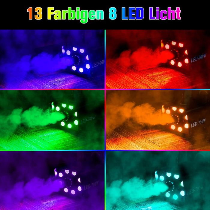 Mașină de Fum cu Efect RGB – Atmosferă Perfectă cu 13 Culori și LED-ur ...
