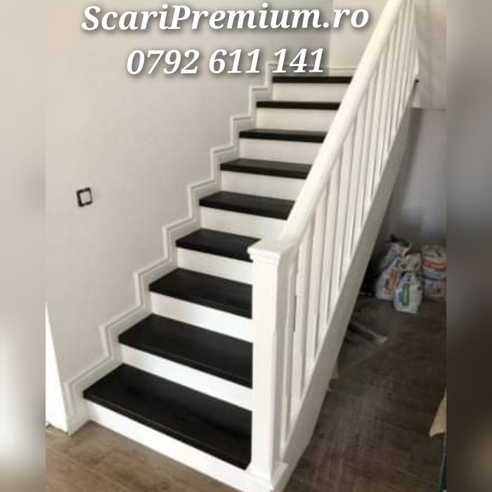 Scari stejar, scari lemn masiv, trepte lemn, scari interioare lemn,lux ...