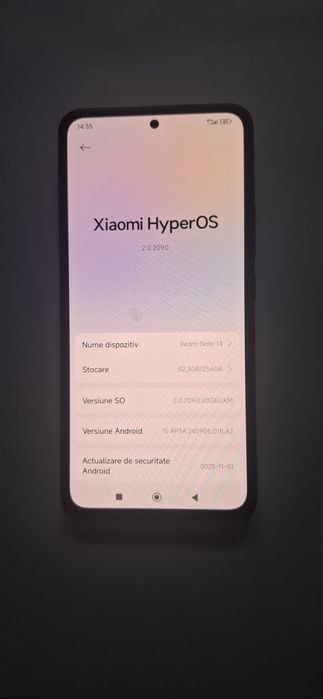 Telefon mobil Redmi Note 14, 128GB, 6GB RAM, Dual SIM, Midnight Black ...