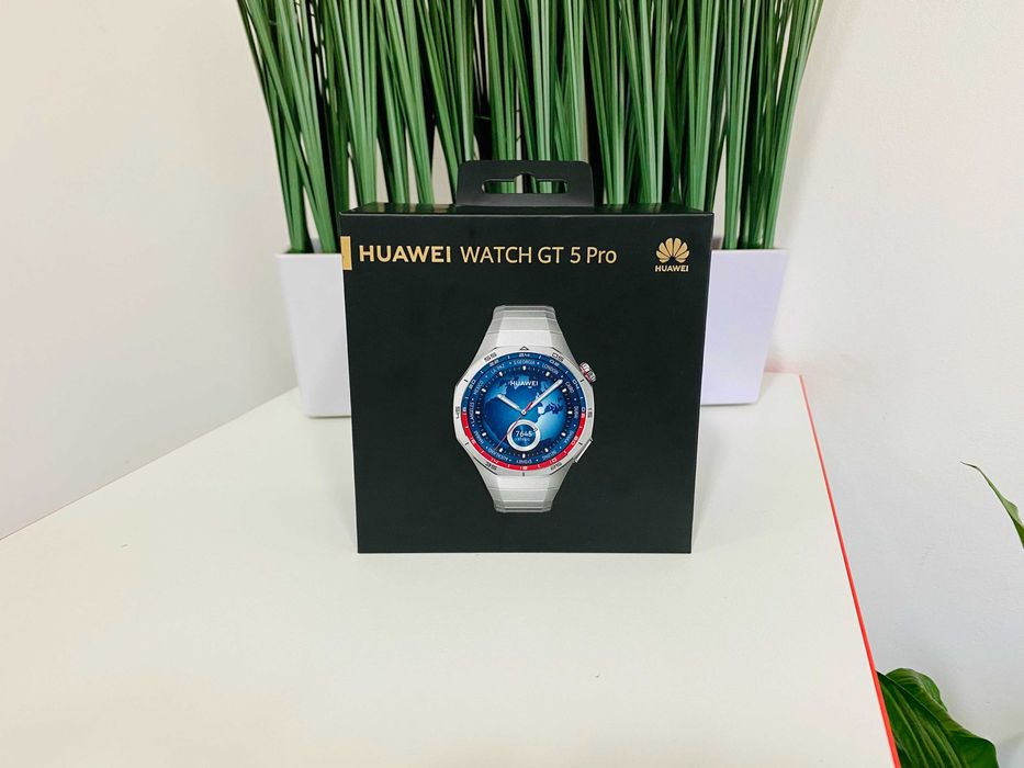 ЧИСТО НОВ ! Huawei Watch GT 5 Pro, 46mm, Titanium Case, Titanium Strap ...
