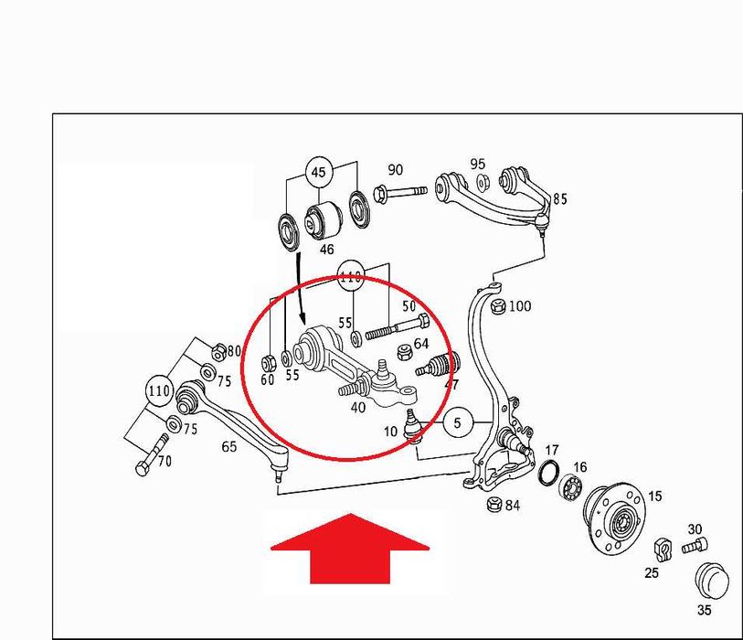 Носач преден мост / Долен заден за Mercedes S Klassa W220 гр. Стара ...