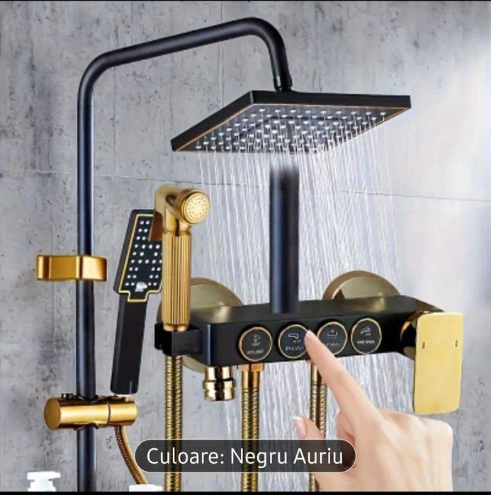 Set baterie baie/Gold ,negru/rubinet dus cu 4 funcți/nou. Bucuresti ...