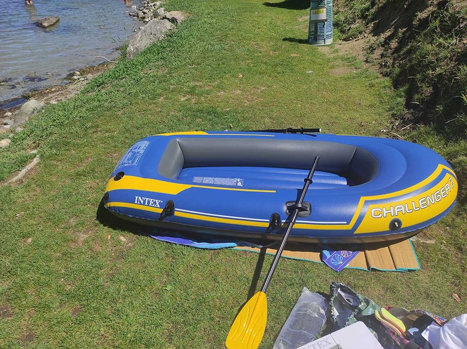Лодкa надуваемa INTEX Challenger 2 к-т с помпа и гребла риболов гр ...