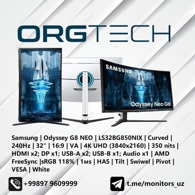 [NEW] монитор Samsung Odyssey G8 32 4K 240Hz: 1 100 у.е. - Мониторы ...
