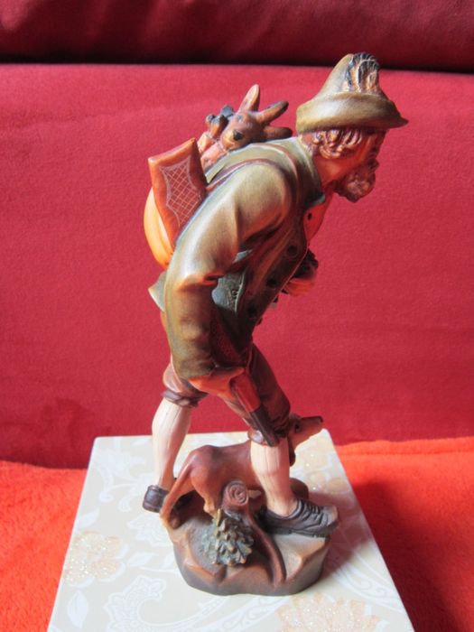 Cadou rar Vanator sculpura lemn superba Tirol/ Dolomiti Alpi anii '80 ...