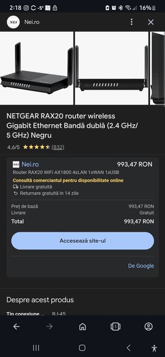 Router NETGEAR 4-Stream Dual-Band WiFi 6 Router, 1.8Gbps armor Dosu ...