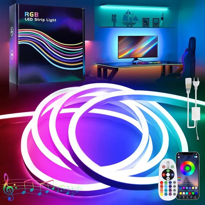 Bandă LED Neon, BAGZY RGB 30M Benzi LED 220V Impermeabil IP65 Craiova ...