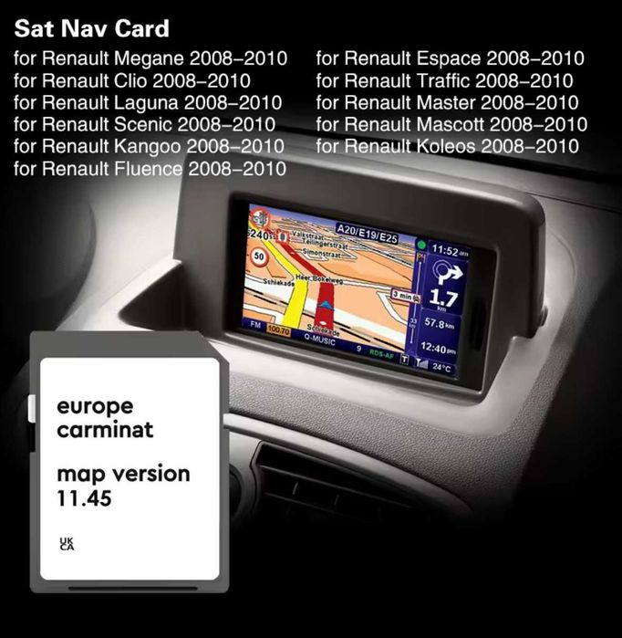 2026 Ново Renault Carminat TomTom Sd Card Навигационна Сд Карта Рено гр ...