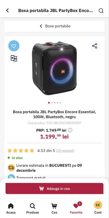 Boxa jbl partybox encore essential sistem audio jbl partybox harman ...