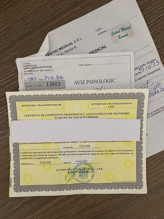 Certificat manager taxi uber bolt meneger tranaport flota srl pfa arr ...