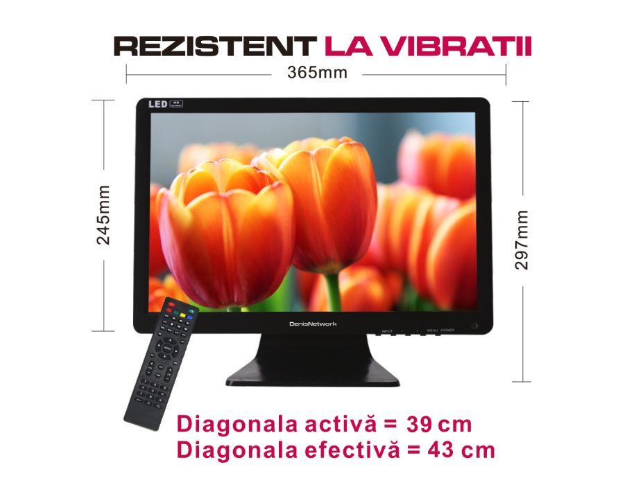 Tv auto T2 Digital DTV, camion, rulota, Tir 12v portabil LED HD ∅40cm ...