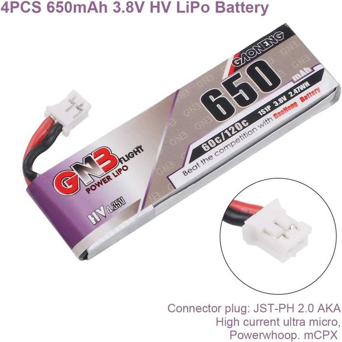 8X Baterii drona GNB 650mAh 1S, 3.8v HV 60C conector JST-PH2.0,sigilat Bucuresti Sectorul 4 • OLX.ro