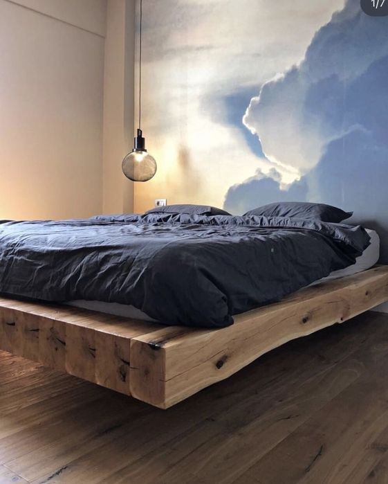 Pat matrimonial plutitor “floating bed” lemn stejar URBAN WOOD Cluj ...