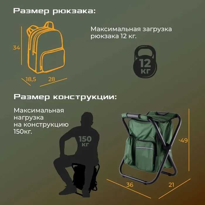 Стул-рюкзак складной туристический (до 150 кг) Акция!: 7 990 тг ...