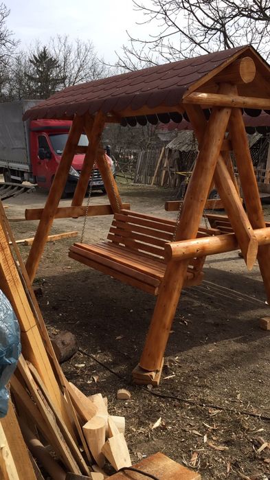 Leagan din lemn / balansoar rustic lemn rotund Pitesti • OLX.ro