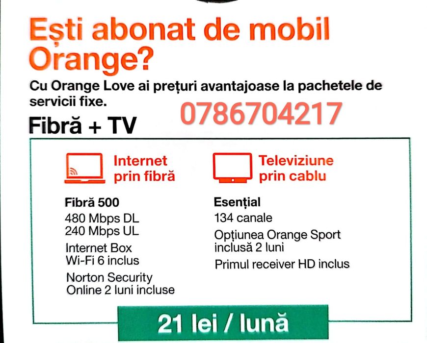 Internet si televiziune prin fibra optica! Floresti • OLX.ro