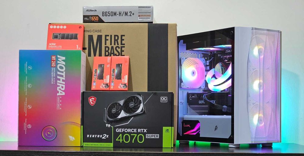 RTX 4070 Super/Ryzen 7-7700/RAM 32GB/SSD 512GB/Чисто Нов+Гаранция! гр ...