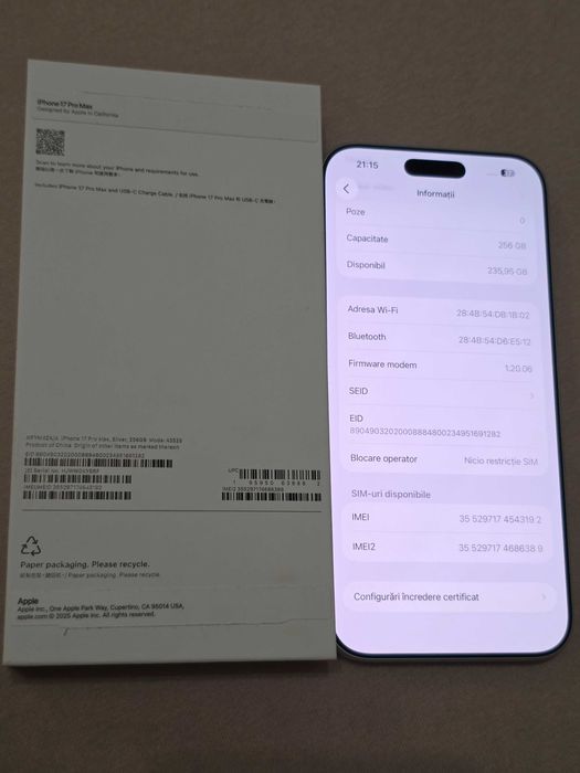 IPhone 17 Pro Max 256GB Silver nou Oradea • OLX.ro