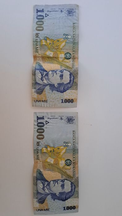 Vand 2 bancnote 1000 lei Mihai Eminescu - foarte rare Iasi • OLX.ro
