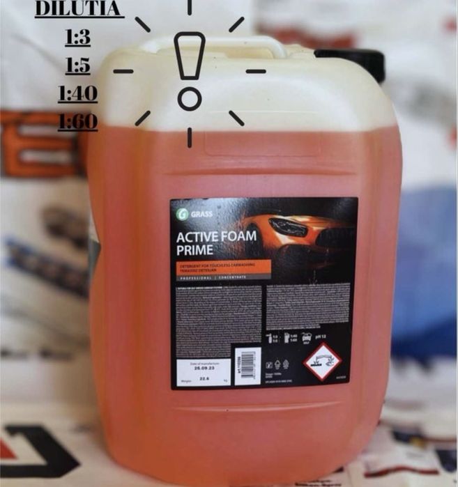 Spuma Activa 20L-BIO.Protectie Crom +Nichel. Frisca groasa 1L+80L Apa ...