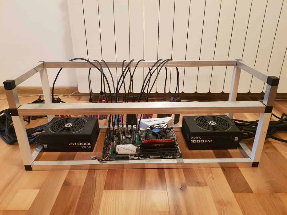Mining Rig | PC | 9 слота | PCI-E riser | Dual Power Supply гр. София ...
